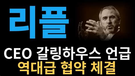 리플 Ceo 갈링하우스 언급 역대급 협약 체결 Youtube