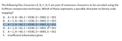 Solved The Following Five Characters A B C D E Are Part