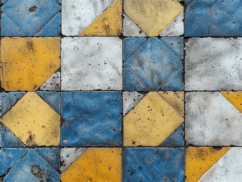 Close Up Of A Geometric Mosaic Tile Pattern With Colorful And Textured Tiles Stock Illustration