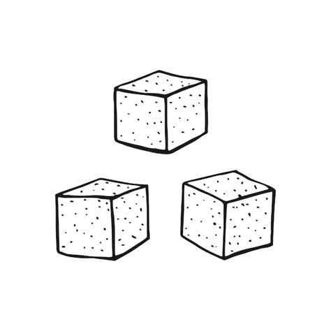 Cubes De Sucre Morceau Sucré Dessiné à La Main Illustration Vectorielle