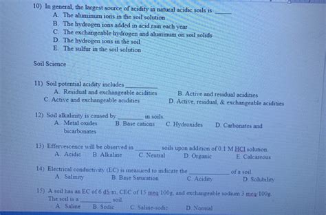 Solved 1 A Kaolinite Is A A 1 1 Layer Silicate B 2 1 C