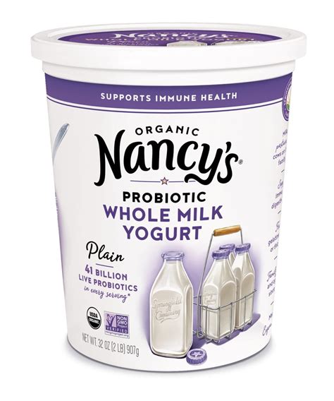 Nancys Organic Whole Milk Probiotic Yogurt Plain 32 Oz