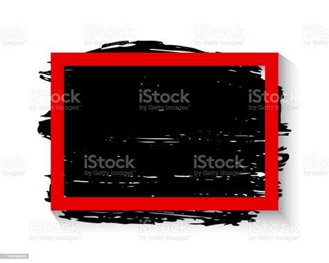 흰색 배경에 빨간색 프레임과 잉크 브러시 스트로크 벡터 일러스트레이션 0명에 대한 스톡 벡터 아트 및 기타 이미지 0명