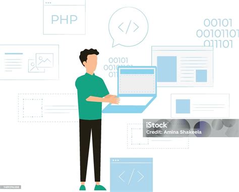 Boy Coding On Laptop Stock Illustration Download Image Now Abstract