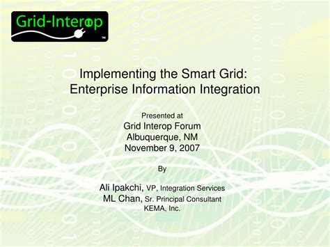 Ppt Implementing The Smart Grid Enterprise Information Integration