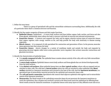 Solution Define The Term Tissue Study Notes Studypool