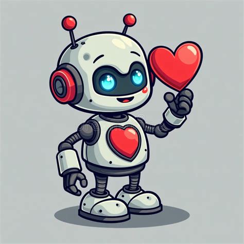 Playful Robot Holding Heart Love Algorithm T Shirt Design Stock Illustration Illustration Of