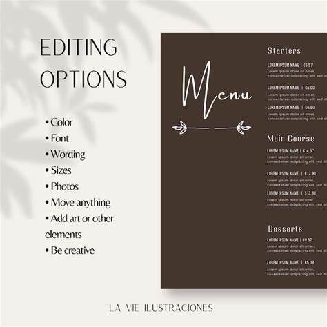 Minimal Restaurant Menu Canva Template Editable Restaurant Menu Template Minimalistic Menu