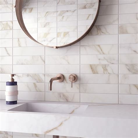 Amalfi Calacatta 3x12 Matte Ceramic Tile Polish Ceramics Gold Tile