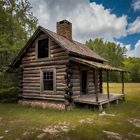 Abandoned And Dilapidated Log Cabin Premium Ai Generated Image