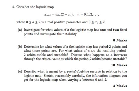 Solved 4 Consider The Logistic Map Xn1 Axn 2 In N