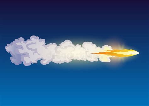 Rocket Trail Fire Smoke Spaceship Launch With Clouds Spaceflight