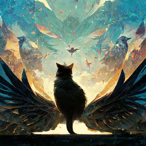 黑猫 插画师never的AI绘图风景插画图片 BoBoPic