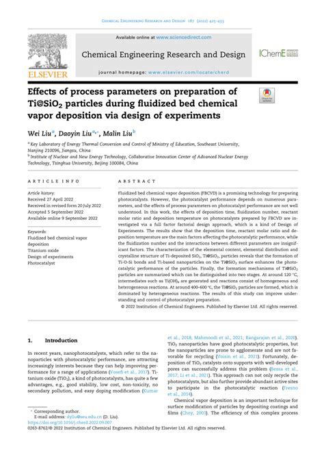 Pdf Effects Of Process Parameters On Preparation Of Tisio2 Particles