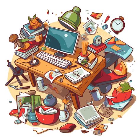 Clutter Clipart Cluttered Illustration Of A Messy Workspace With Desk