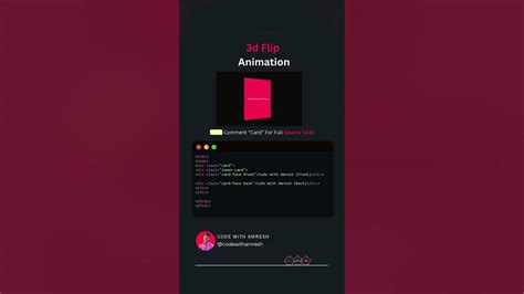 🚀 3d Flip Card Animation Using Html And Css🚀coding Tipsandtricks