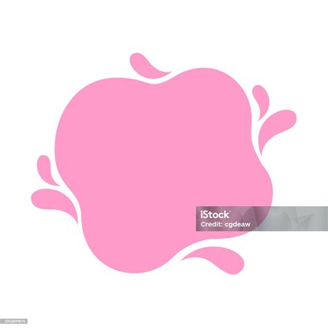 배너 복사 공간용 블럭 모양 핑크 소프트 배경용 밀크 핑크 물방울 스플래시 핑크 파스텔 컬러 배너용 물방울 방울 방울 플랫 그래픽을 위한 심플한 블럭 라운드 셰이프 물감