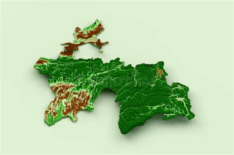 Tajikistan Topographic Map 3d Realistic Map Color 3d Illustration Stock