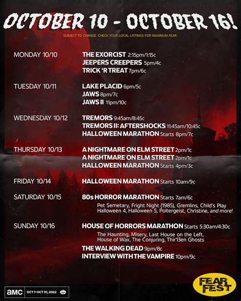 Amc Fearfest This Weeks Schedule Includes Halloween And 80s Horror