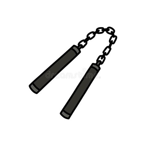 Nunchucks Doodle Icon Vector Color Line Illustration Stock Vector