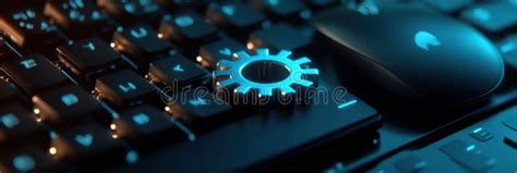 The Setup Features A Sleek Keyboard With Illuminated Keys Paired With