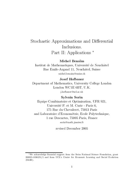 Pdf Stochastic Approximations And Differential Inclusions Part Ii