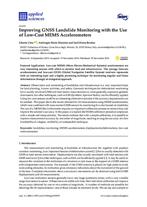 pdf improving gnss landslide monitoring with the use of low cost mems