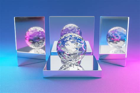 무한한 배경에 유리 크리스탈 구체 공이 있는 실버 금속 연단 아름다움 화장품 발표를 위한 받침대 복사 공간 템플릿 3d 그림 0명에 대한 스톡 사진 및 기타 이미지 Istock