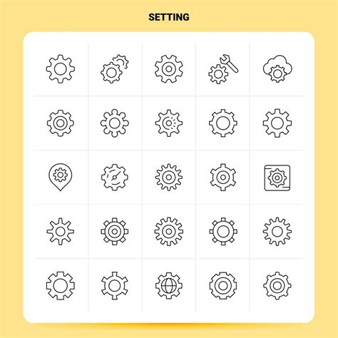 Outline 25 Setting Icon Set Vector Line Style Design Black Icons Set