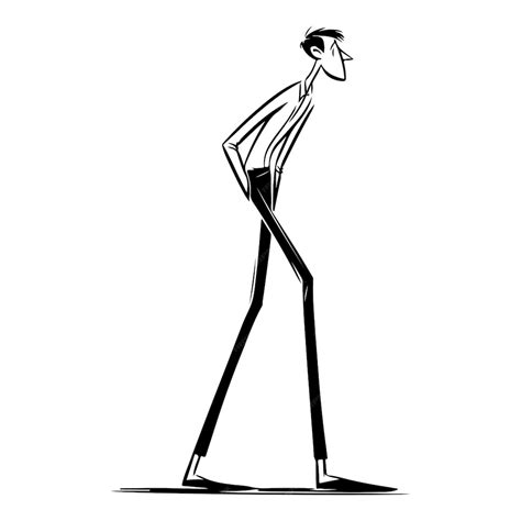 Caricature Of Tall Man With Long Legs Premium Ai Generated Vector