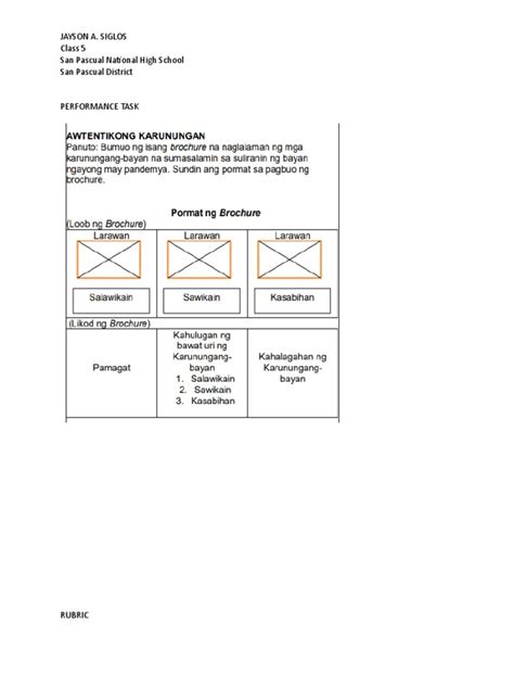 Rubrics And Performance Task Siglos Pdf