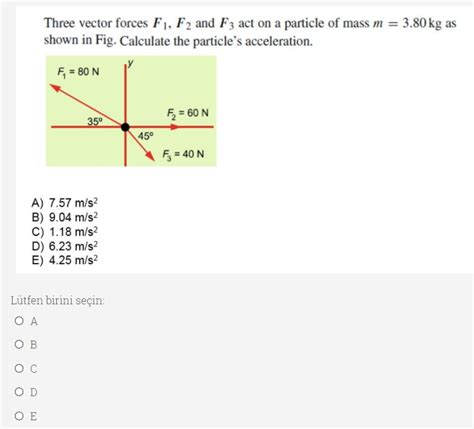 Solved Three Vector Forces F1 F2 And F3 Act On A Particle