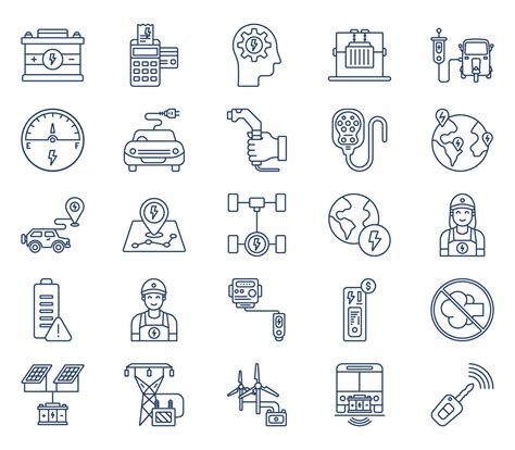 Ev Charger And Electric Charge Icon Set 12199901 Vector Art At Vecteezy