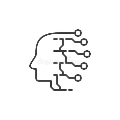 Ai Human Head Vector Artificial Intelligence Technology Concept Linear Icon Stock Illustration
