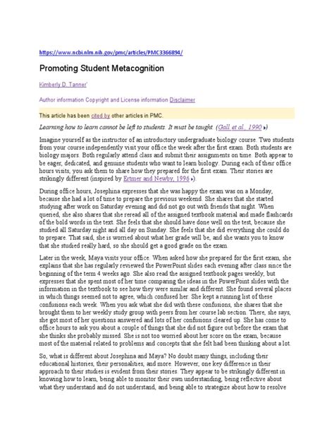 13promoting metacogntion pdf metacognition learning