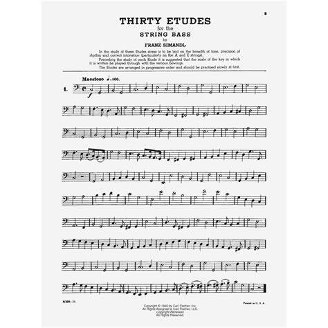 Simandl 30 Etudes For Bass Southwest Strings