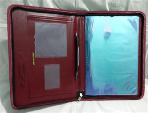 Buy Fancy Red Colour Leather Document Files Bags Portfolio Files