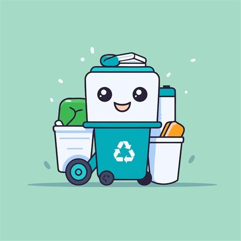 Cute Recycle Bin Character Flat Design Style Vector Illustration