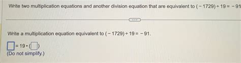 Solved Write Two Multiplication Equations And Another