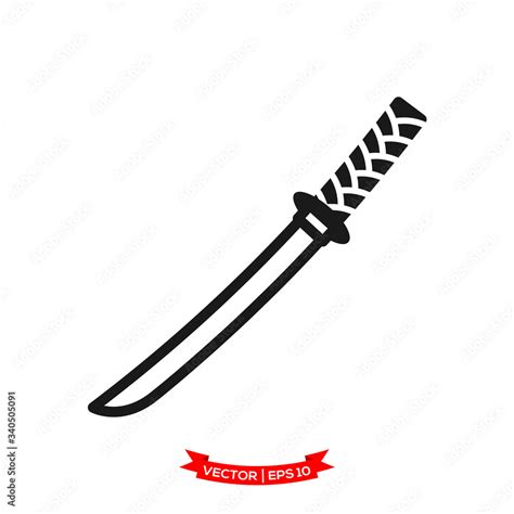 Samurai Sword Icon Vector Logo Template Katana Vector Icon Stock