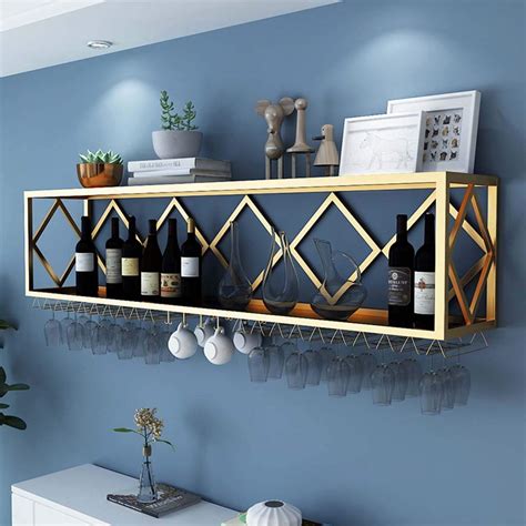 Buy Wine Rackbar Unit Floating Shelves Wall Ed Inverted Wine Glass Rack Multifunctional Iron