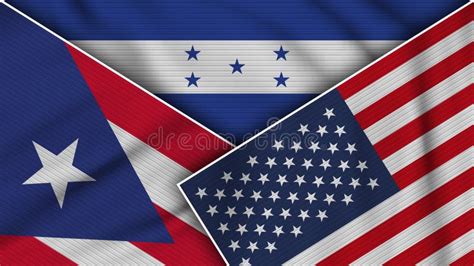 Puerto Rico And Brazil Realistic Two Flags Together Stock Illustration