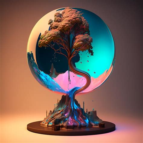 Premium Ai Image Arafed Image Of A Tree In A Glass Ball With A