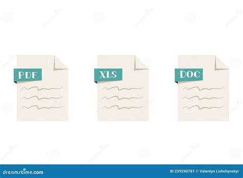 现代平面设计文档图标 文件格式pdf Xls Doc 矢量图像 向量例证 插画 包括有 广告牌 查出 239290781