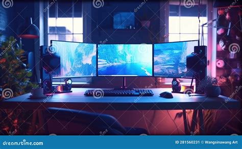 Powerful Computer Gaming Rig Ai Generated Image Stock Illustration