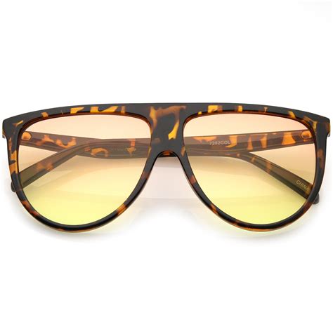Oversize Flat Top Aviator Sunglasses Gradient Teardrop Flat Lens 60mm