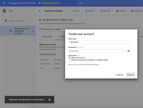Cannot Connect To Cloud Sql Read Replica That Is Replicating From