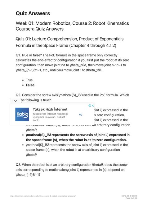 solution modern robotics course 2 robot kinematics coursera quiz