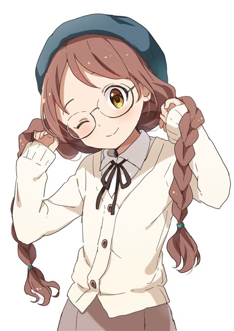 The Big Imageboard Tbib 1girl Absurdres Adjusting Hair Blue Headwear Blush Braid Brown Eyes