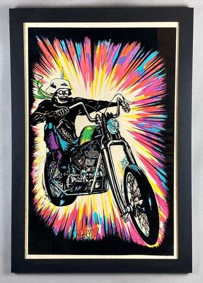 1973 Dargis Associates High Ryder Blacklight Motorcycle Poster Matthew Bullock Auctioneers